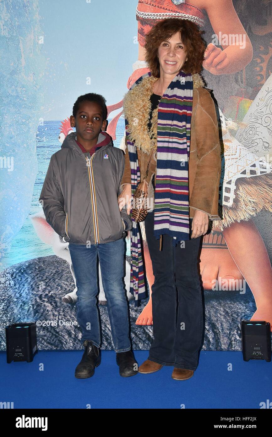 Maria Amelia Monti and her son attending the Italian premiere of Disney ...