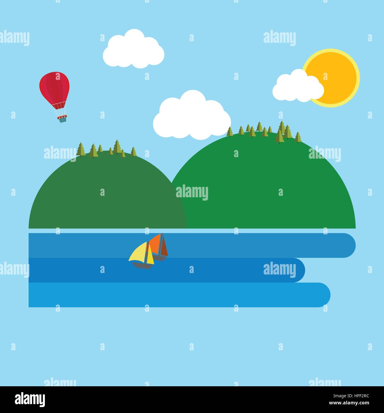 Material design island vector illustration for posters and for info ...