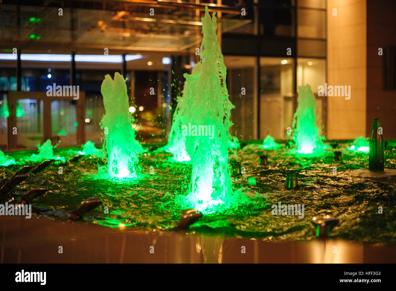 night city colorful fountain Stock Photo - Alamy