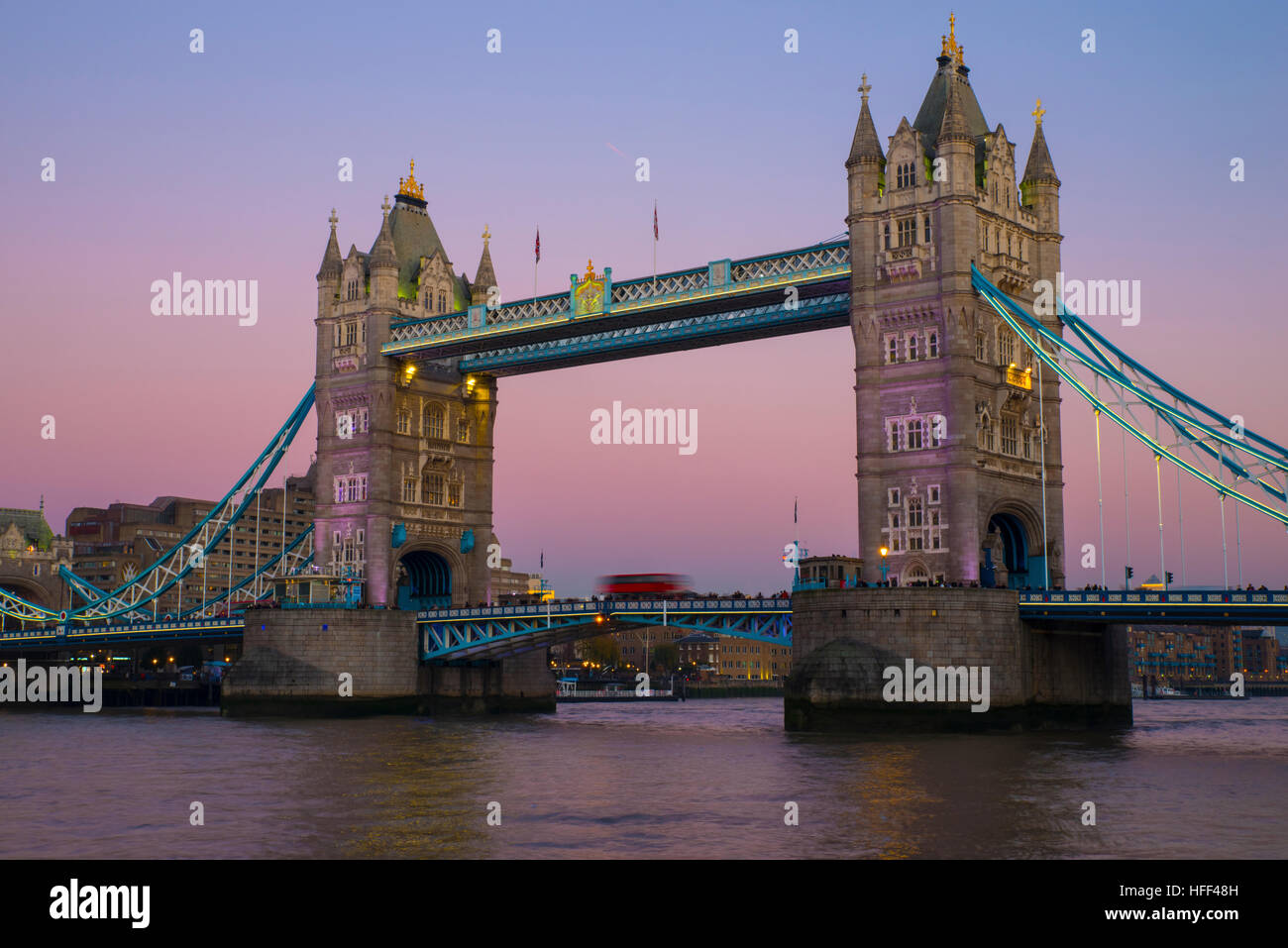 A view of the beautiful architecture of Tower Bridge spanning over the ...