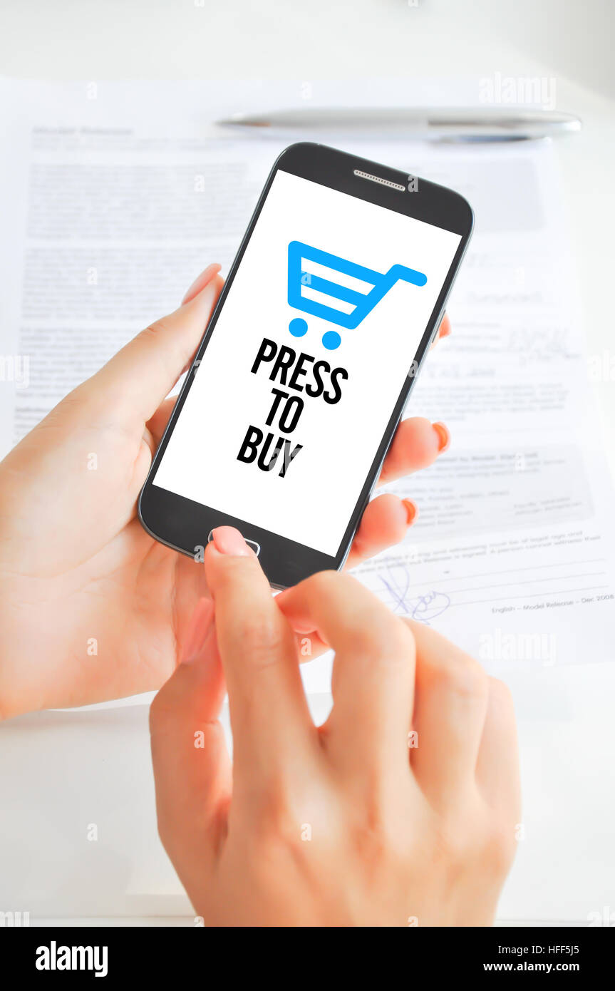 Buy online with mobile phone Stock Photo - Alamy