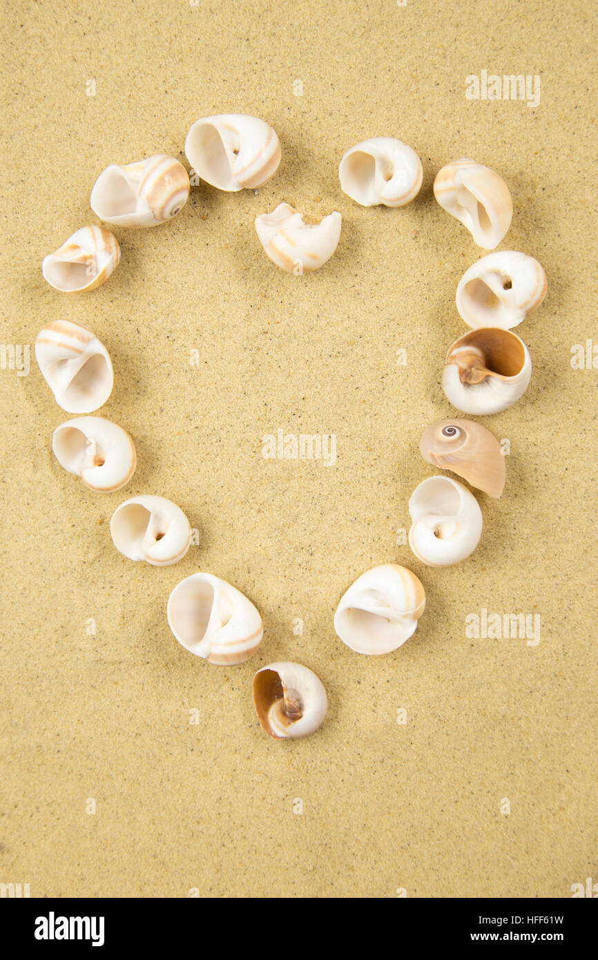 Heart made shells on beach hi-res stock photography and images - Alamy