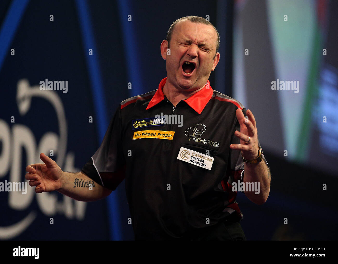 Darren Webster reacting during day twelve of the William Hill World ...