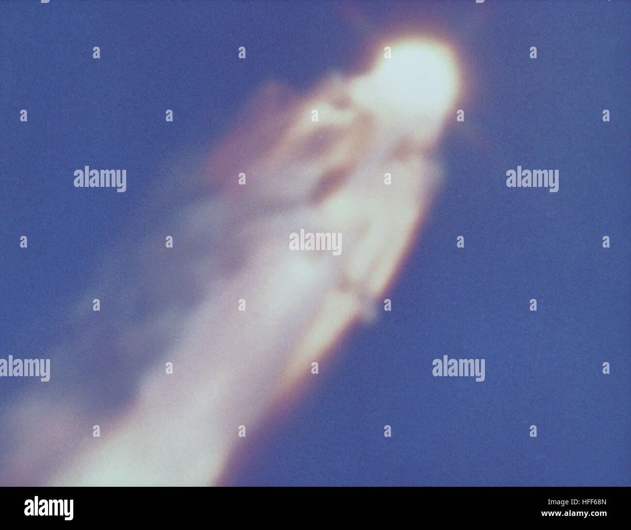 This image depicts a ruptured Liquid Oxygen (LOX) tank, which was part ...