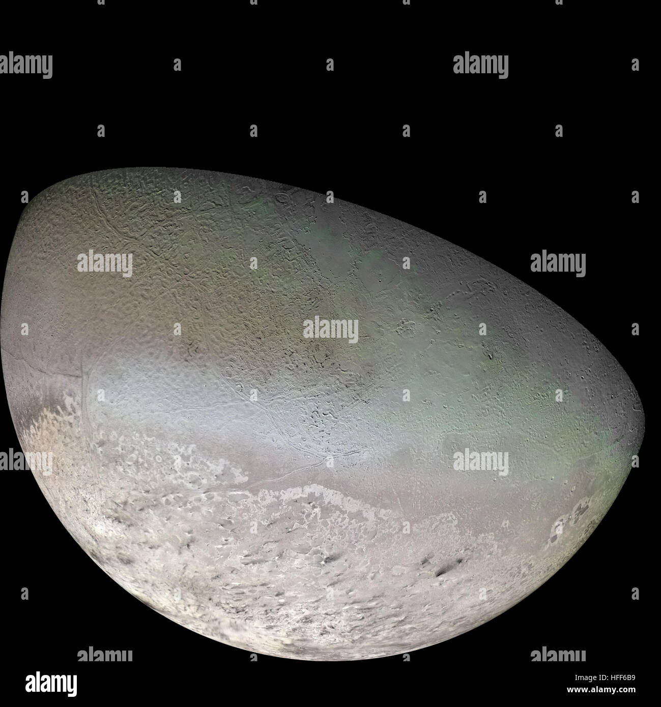 A global color mosaic of Triton, Neptune's largest moon, captured by ...