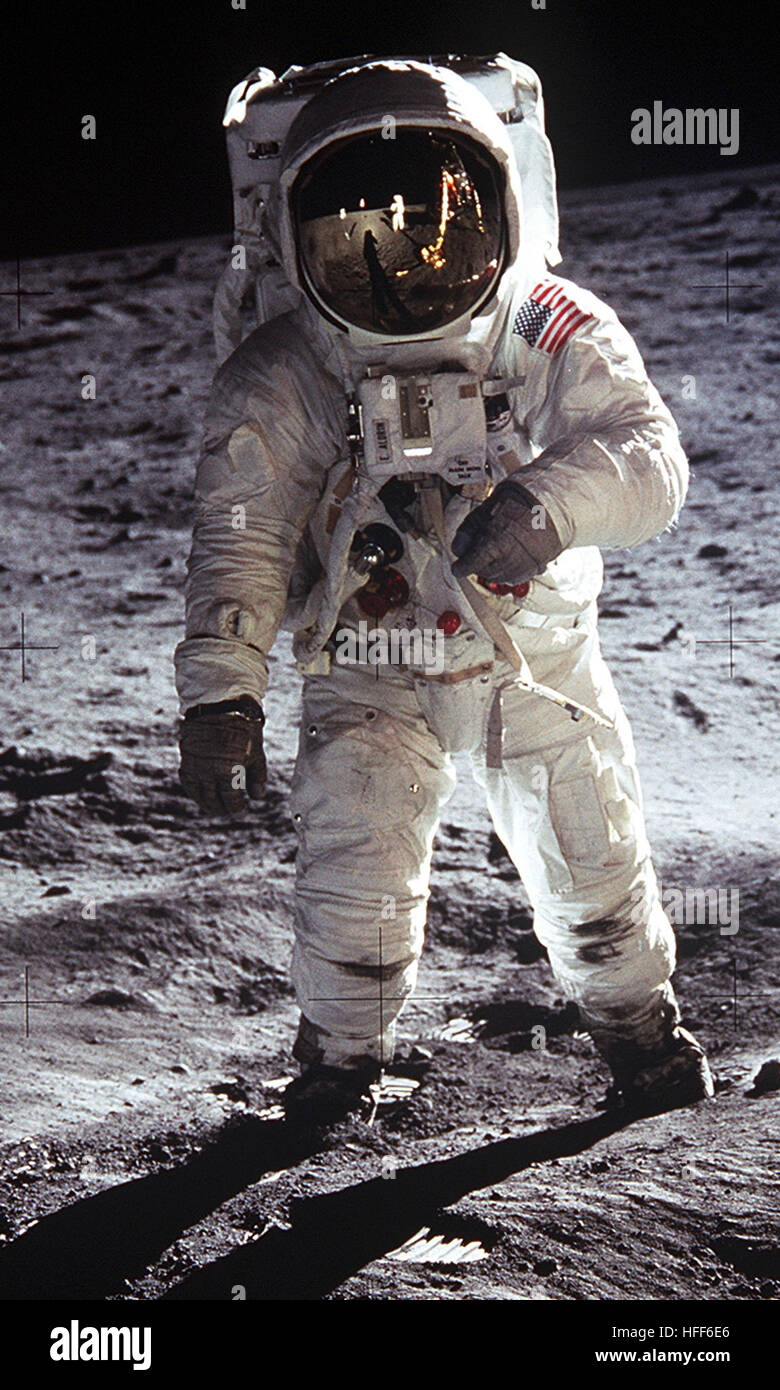 Buzz Aldrin, astronaut on the historic Apollo 11 mission, stands on the ...