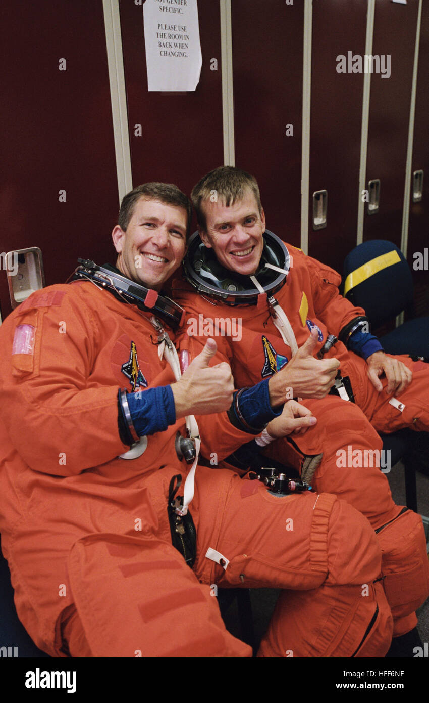 Astronauts Rick Husband and Willie McCool, members of the STS-107 crew, are pictured before ...