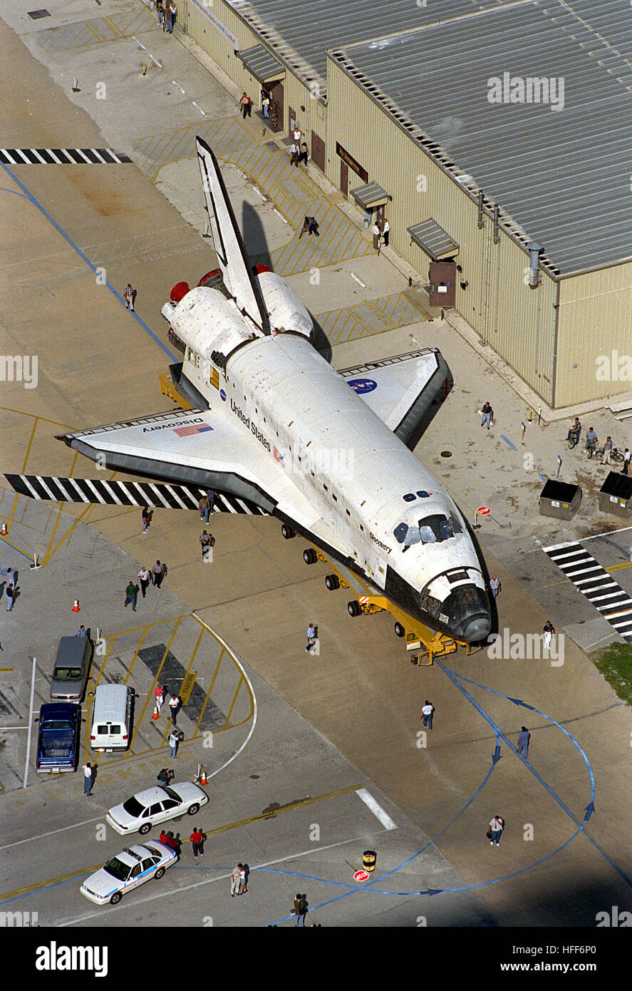 The STS-95 Space Shuttle mission undergoes its rollover from the Vehicle Assembly Building (VAB ...