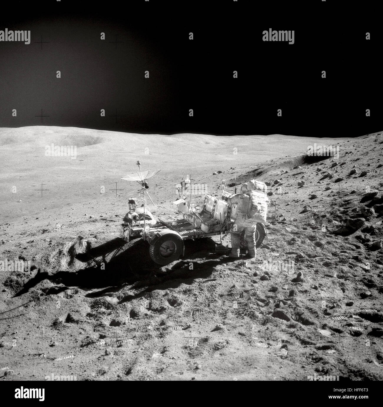 Astronaut Charles M. Duke Jr. (Young) and the Lunar Roving Vehicle ...