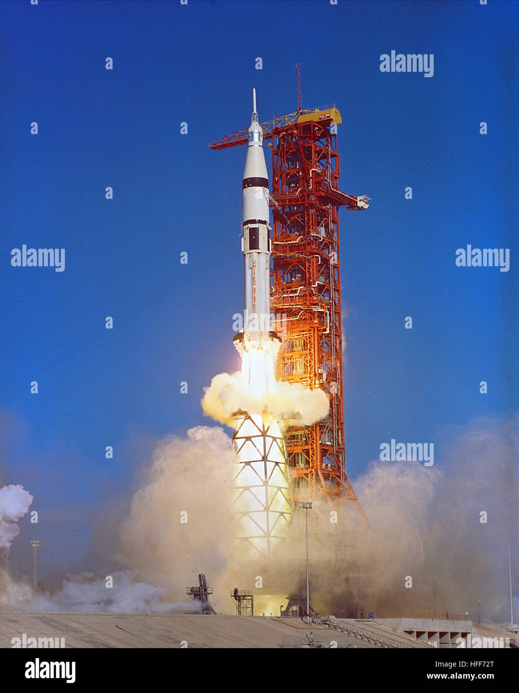 The Saturn IB rocket, a precursor to the Saturn V, was launched to test ...