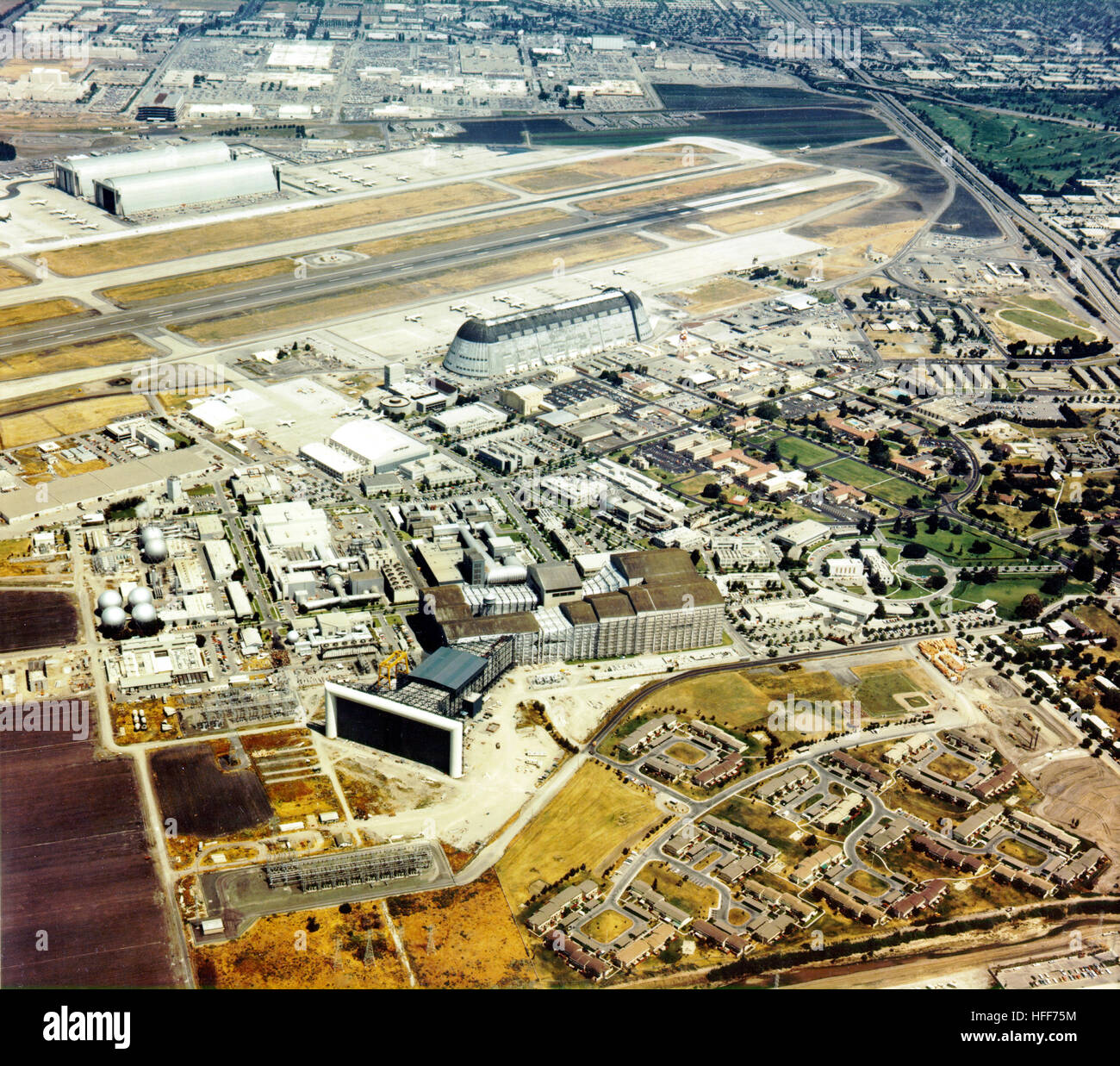 An aerial view of the NASA Ames Research Center located in California ...