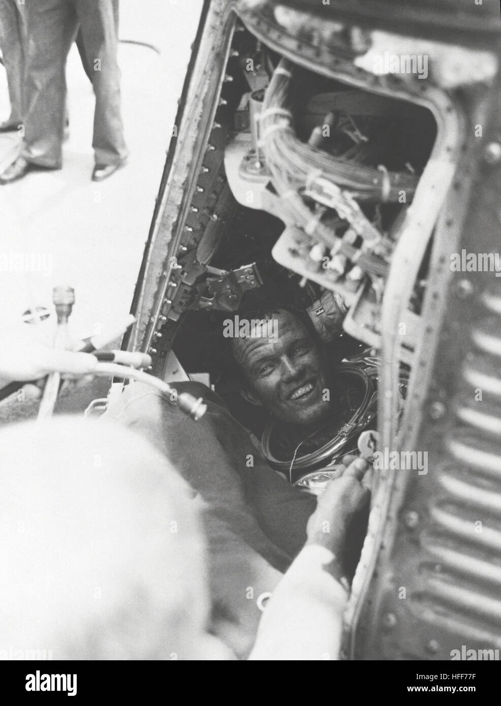 Astronaut Gordon Cooper experienced a hatch blowout during the Faith 7 ...