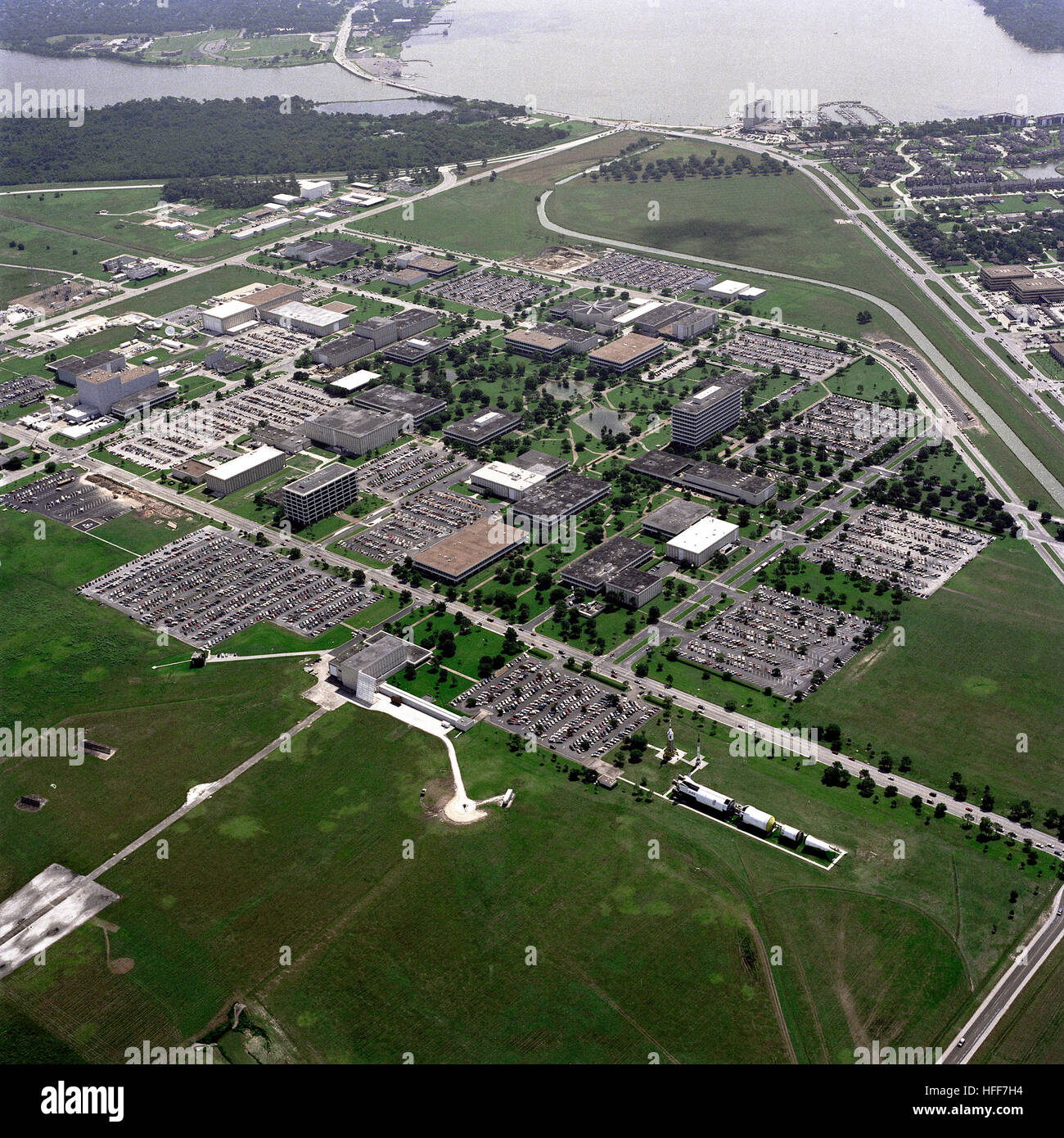 An aerial view of NASA’s Johnson Space Center in Houston, Texas ...