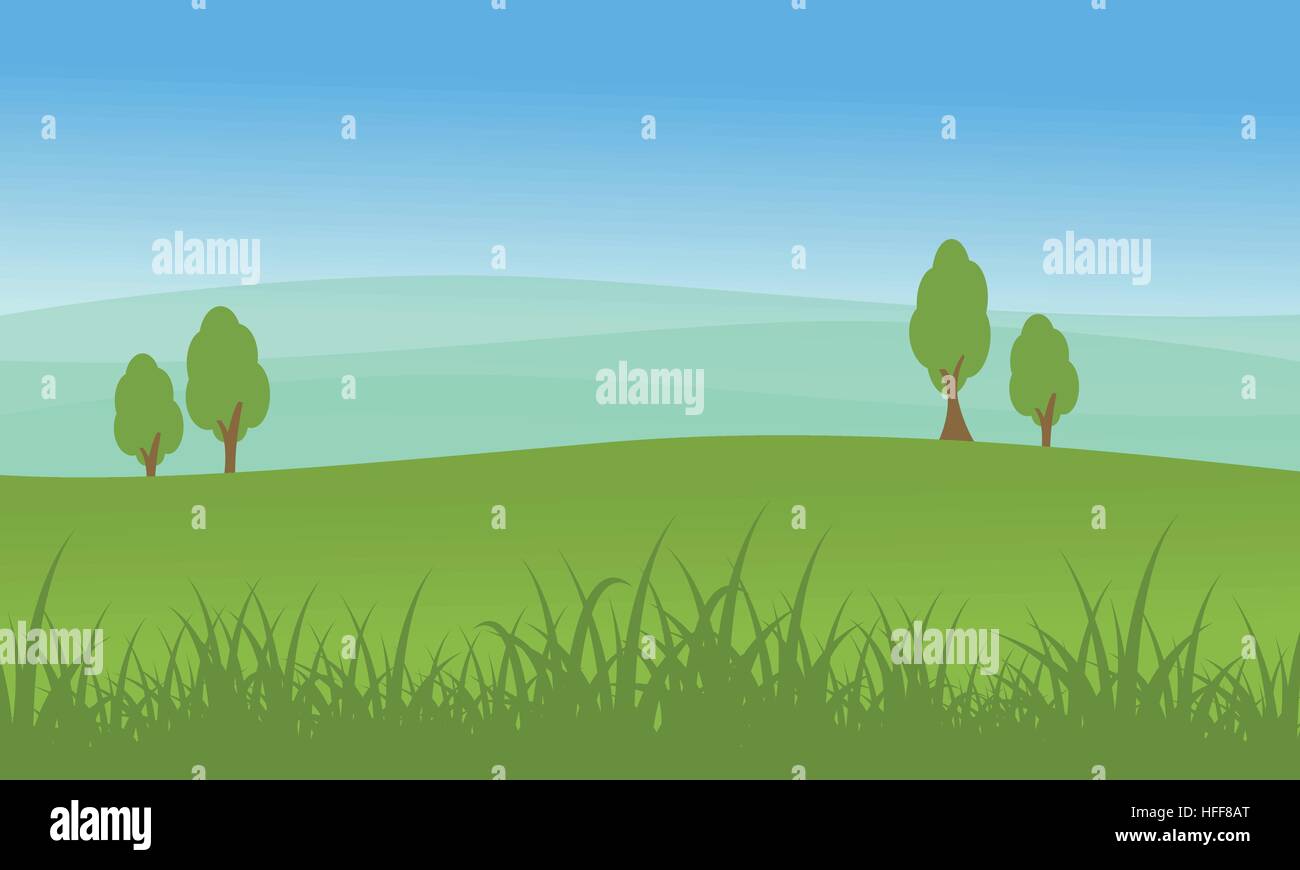 Hill with tree beauty landscape Stock Vector Image & Art - Alamy