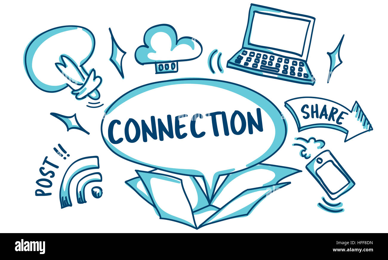 Connection Technology Ideas Outside Box Sketch Concept Stock Photo - Alamy