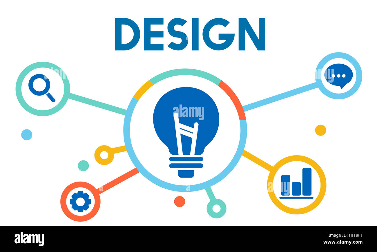 Ideas Development Icons Word Concept Stock Photo - Alamy