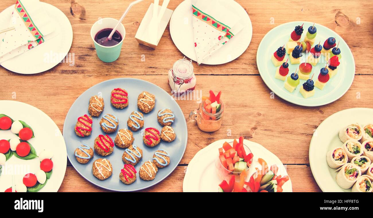 Table Setting Food Celebration Party Concept Stock Photo - Alamy