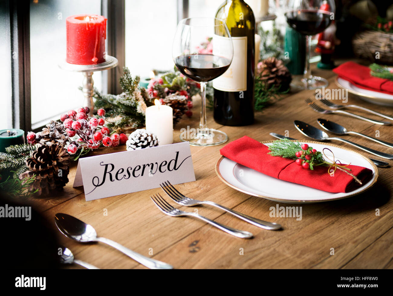 Christmas Family Dinner Table Concept Stock Photo - Alamy