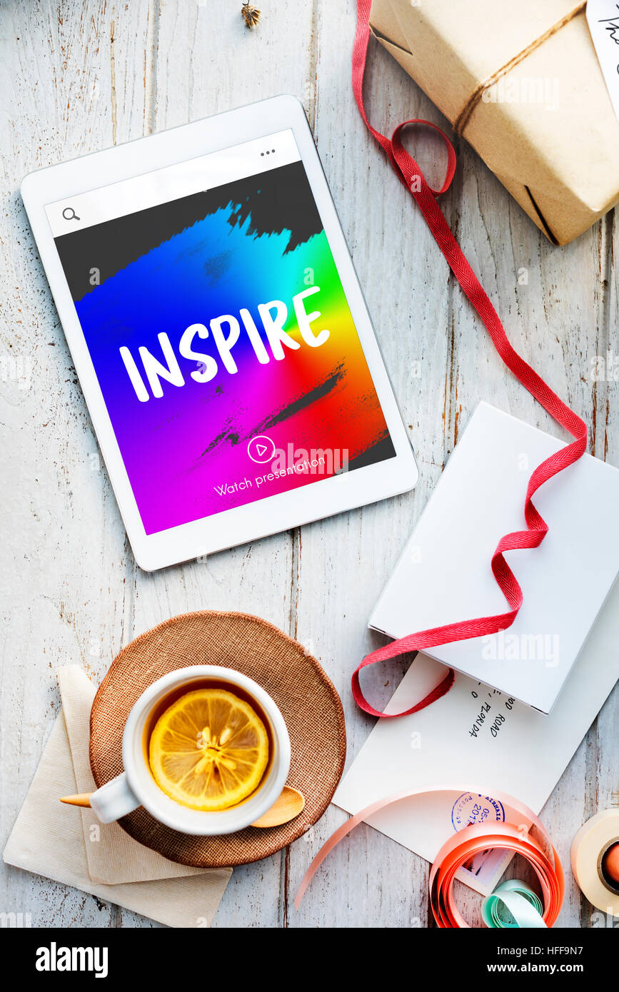 Inspire Believe Dream Create Concept Stock Photo - Alamy