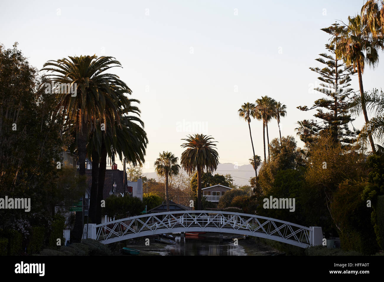 White bridge on the Venice Canals, Venice beach, Los Angeles Stock ...