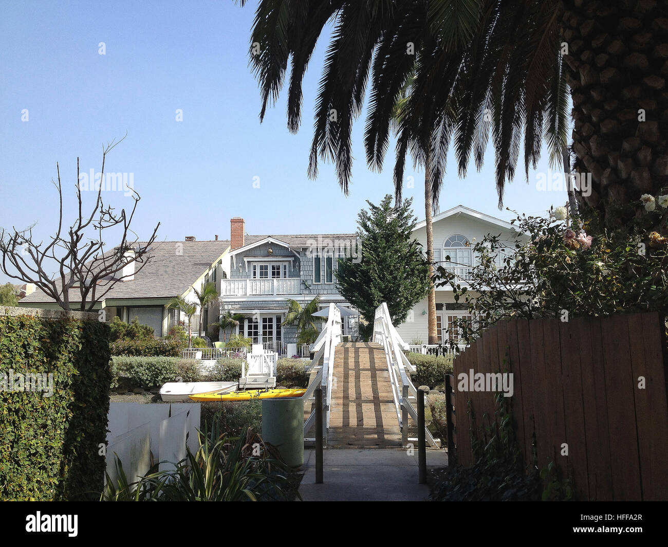 Picturesque bridge on the Venice canals, Venice beach, Los Angeles CA ...