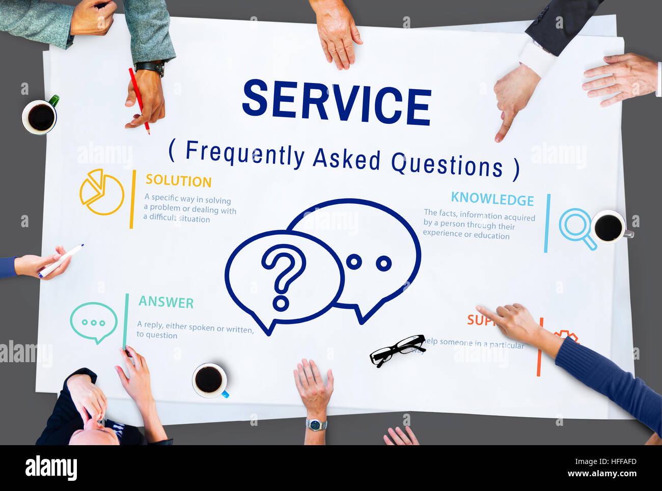 FAQs Customer Service Icon Concept Stock Photo - Alamy