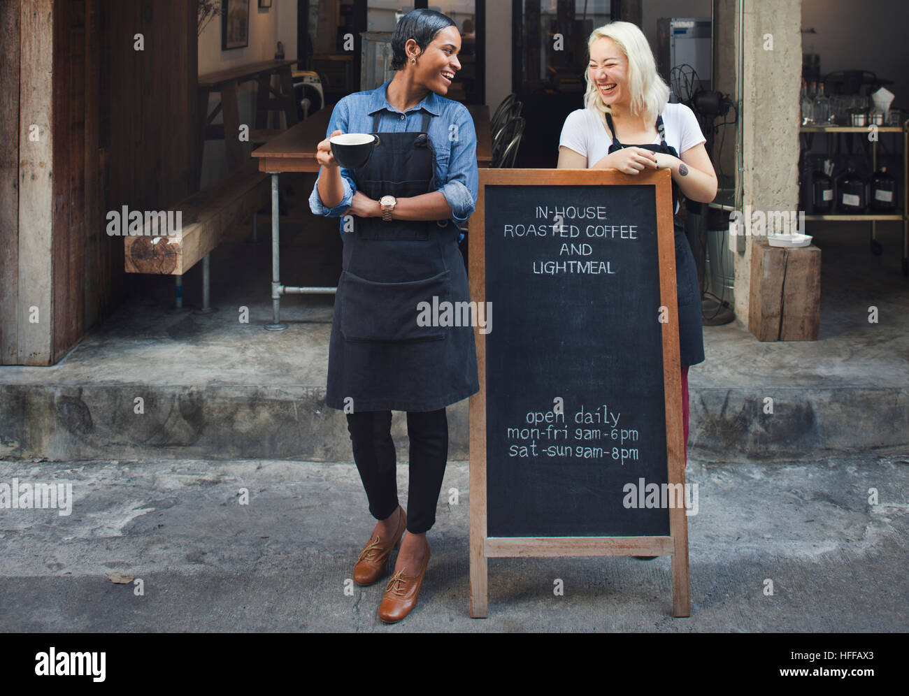Uniform Apron Coffee Shop Cafe Team Barista Concept Stock Photo - Alamy