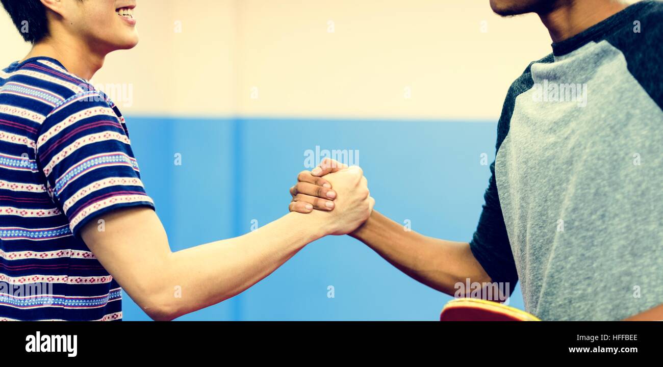 Table Tennis Ping-Pong Friends Sport Concept Stock Photo - Alamy