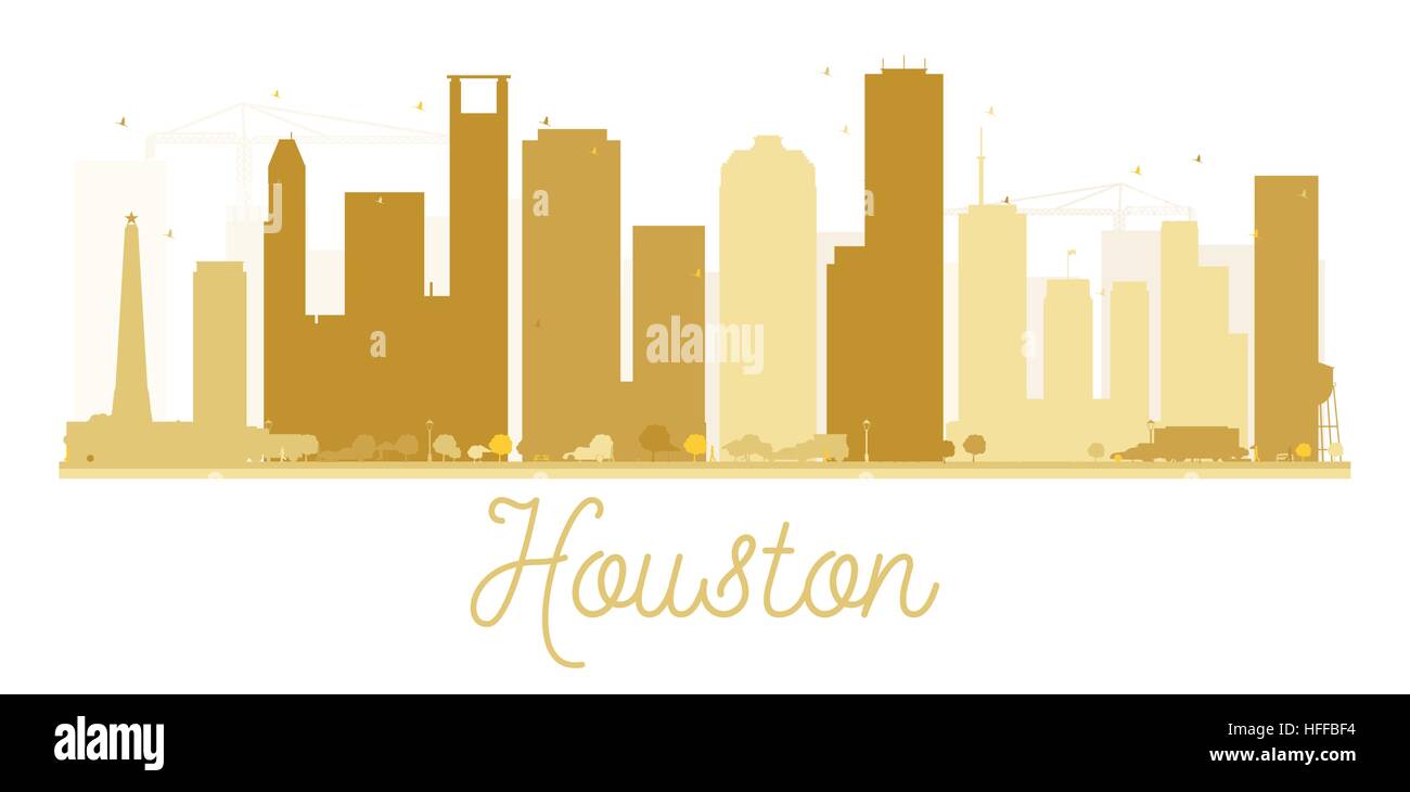 Houston City skyline golden silhouette. Vector illustration. Simple ...