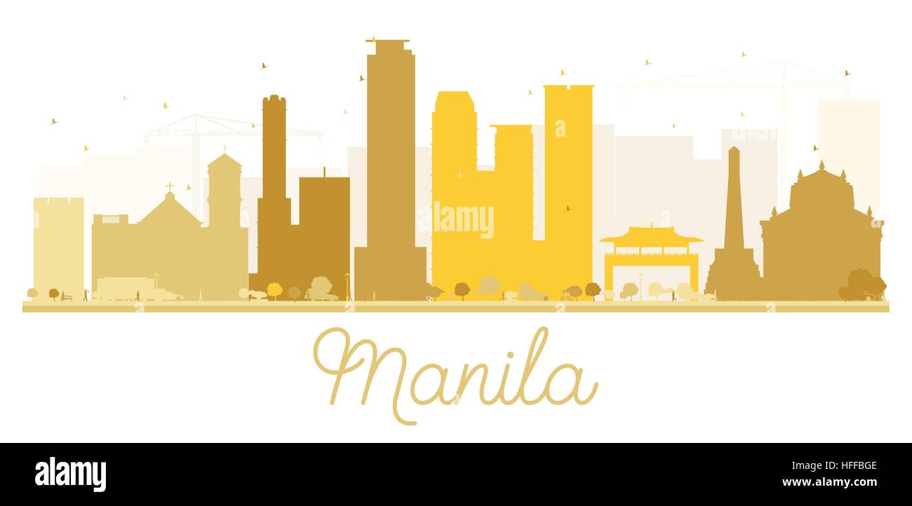 Manila City skyline golden silhouette. Vector illustration. Simple flat ...