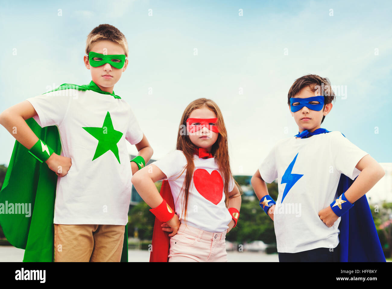 Superhero Boy Girl Brave Imagination Concept Stock Photo - Alamy