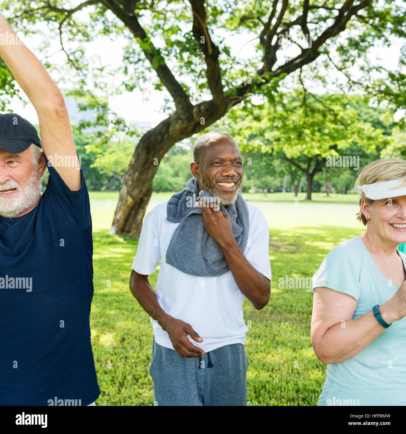 Senior Group Friends Exercise Relax Concept Stock Photo - Alamy