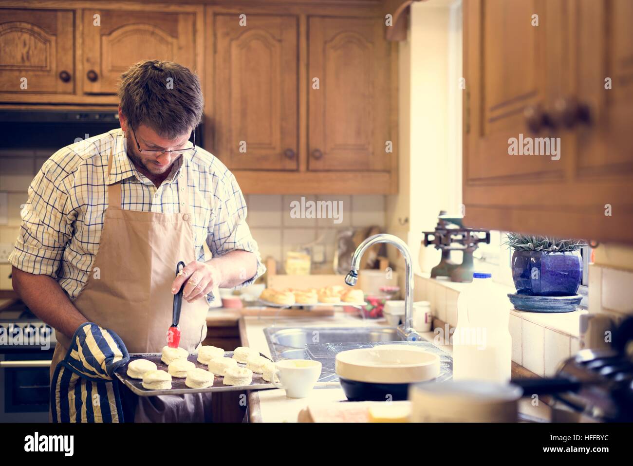 Man Apron Cooking Baking Bakery Concept Stock Photo - Alamy