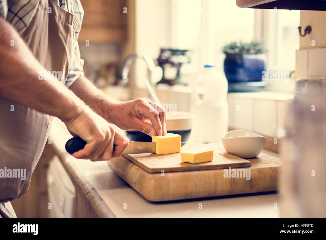 Man Mixing Butter Milk Pastry Bakery Concept Stock Photo - Alamy