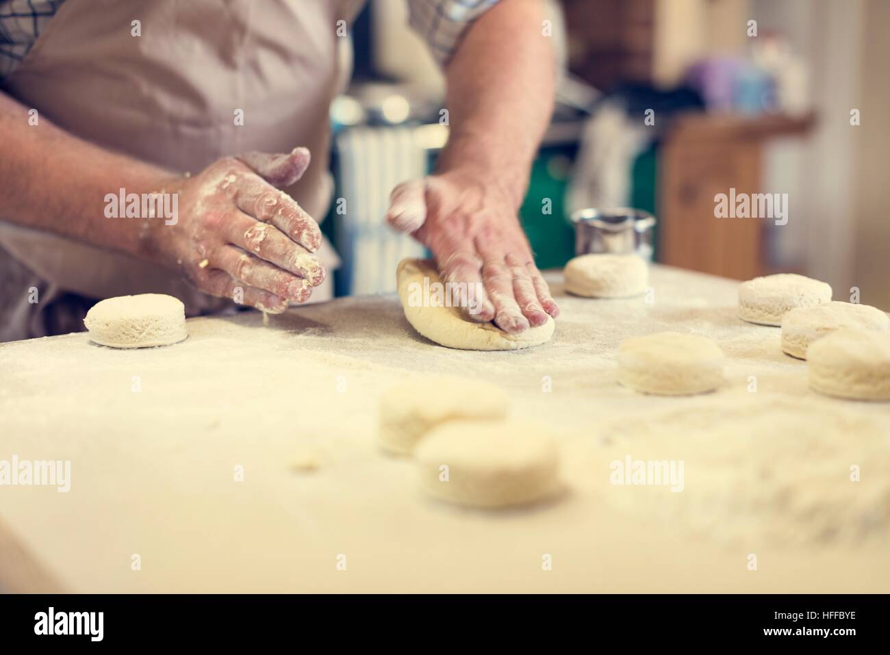 Preparing Scone Dough Pressing Concept Stock Photo - Alamy
