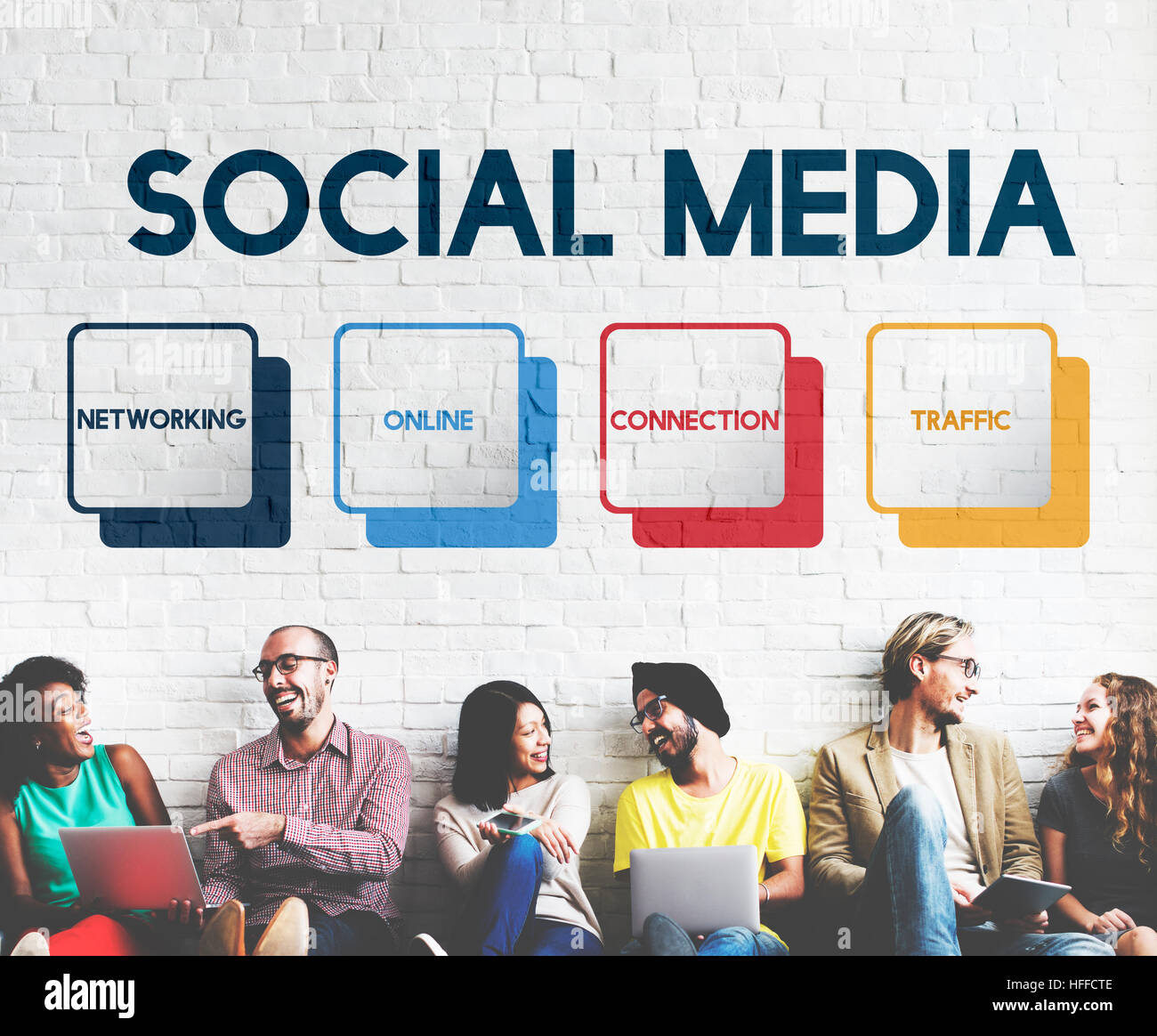 Social Media Box Buttons Concept Stock Photo - Alamy