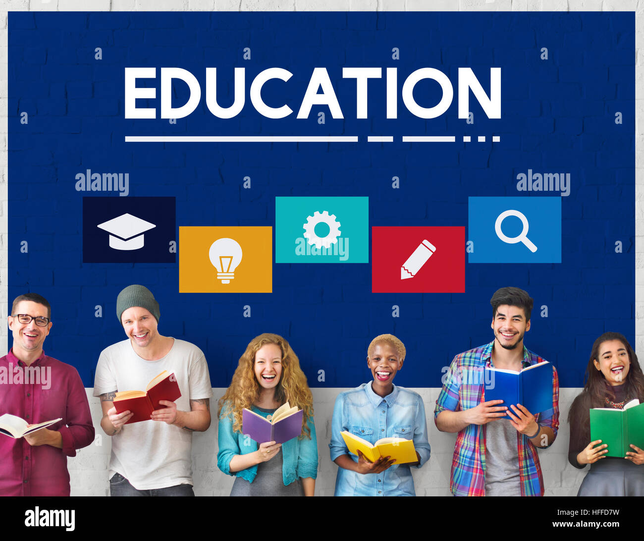 Education School Icon Boxes Concept Stock Photo - Alamy