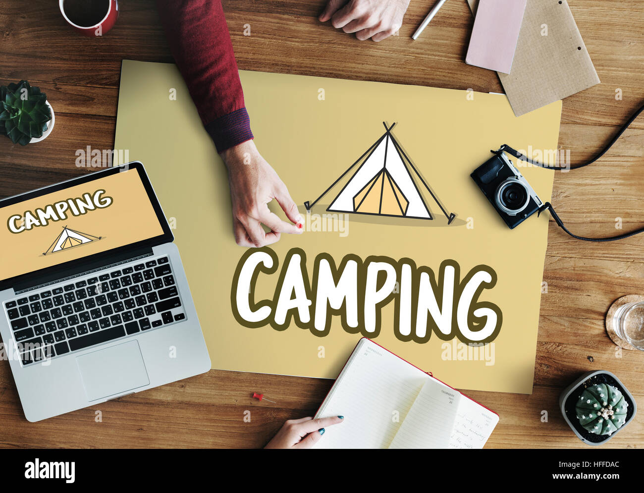 Adventure Journey Camping Traveling Explore Tent Concept Stock Photo ...