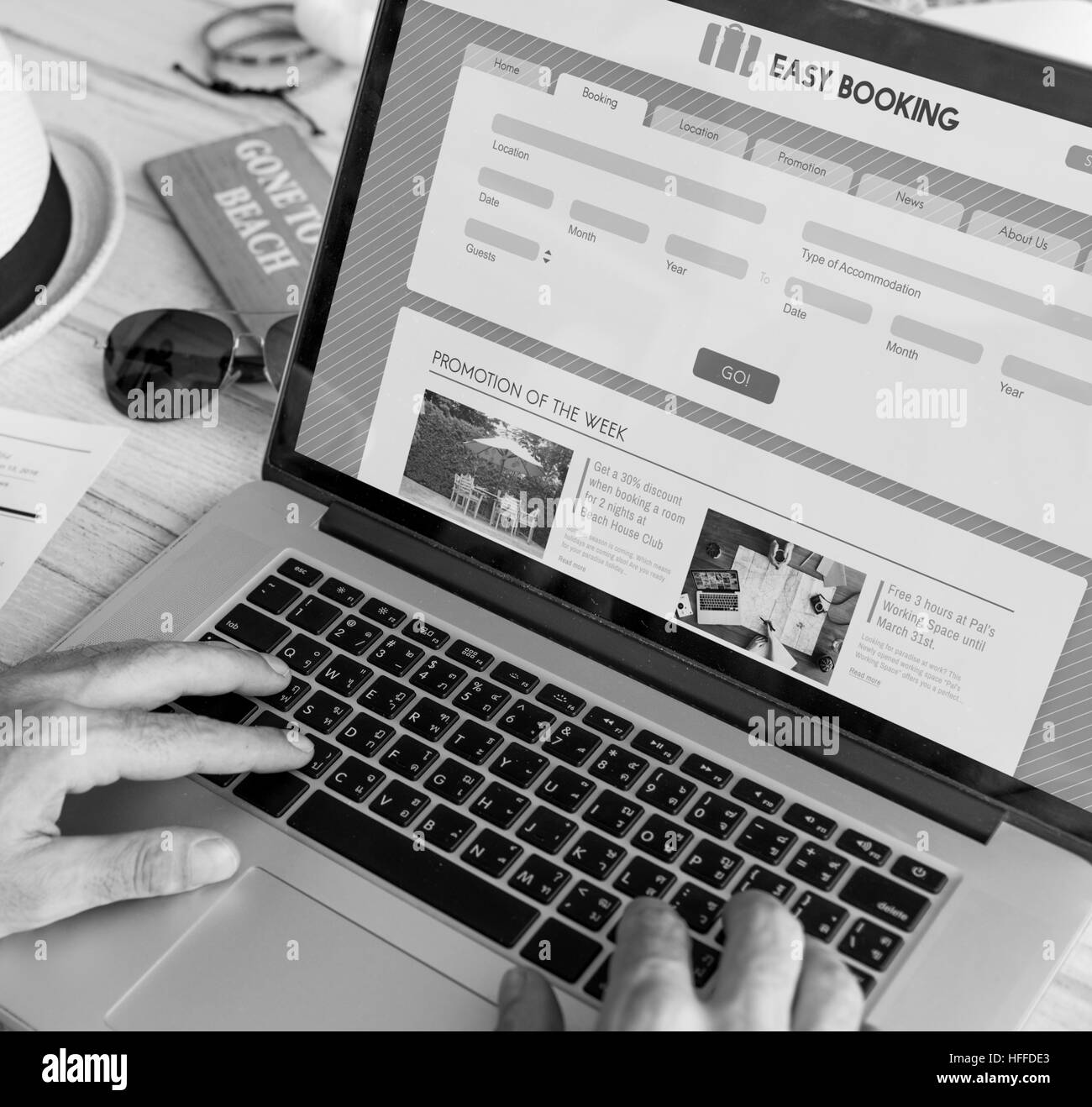 Booking credit Black and White Stock Photos & Images - Alamy