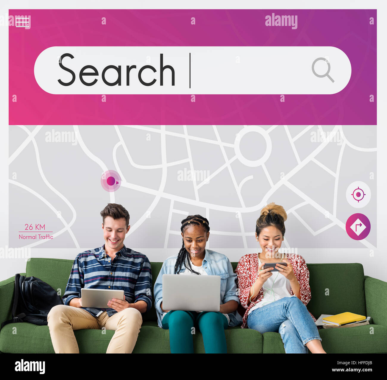 Search Navigation Map Route Concept Stock Photo - Alamy