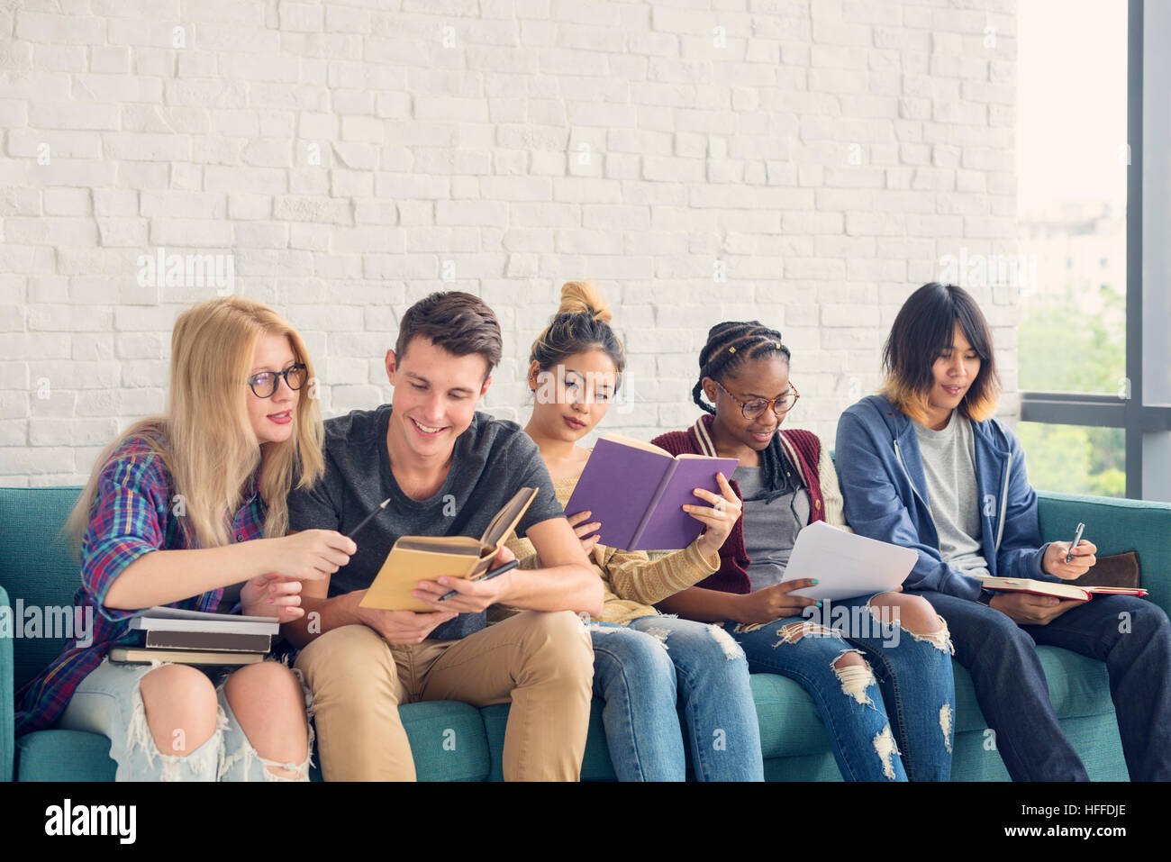Diversity Students Friends Reading Knowledge Concept Stock Photo - Alamy