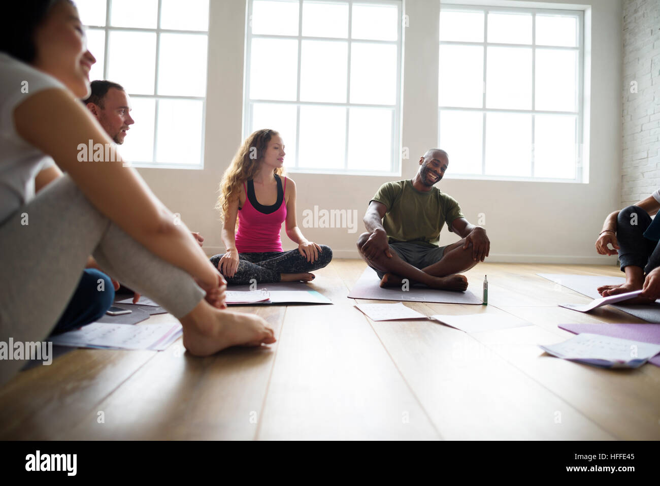 Exercise International Group Relaxation Fitness Concept Stock Photo - Alamy