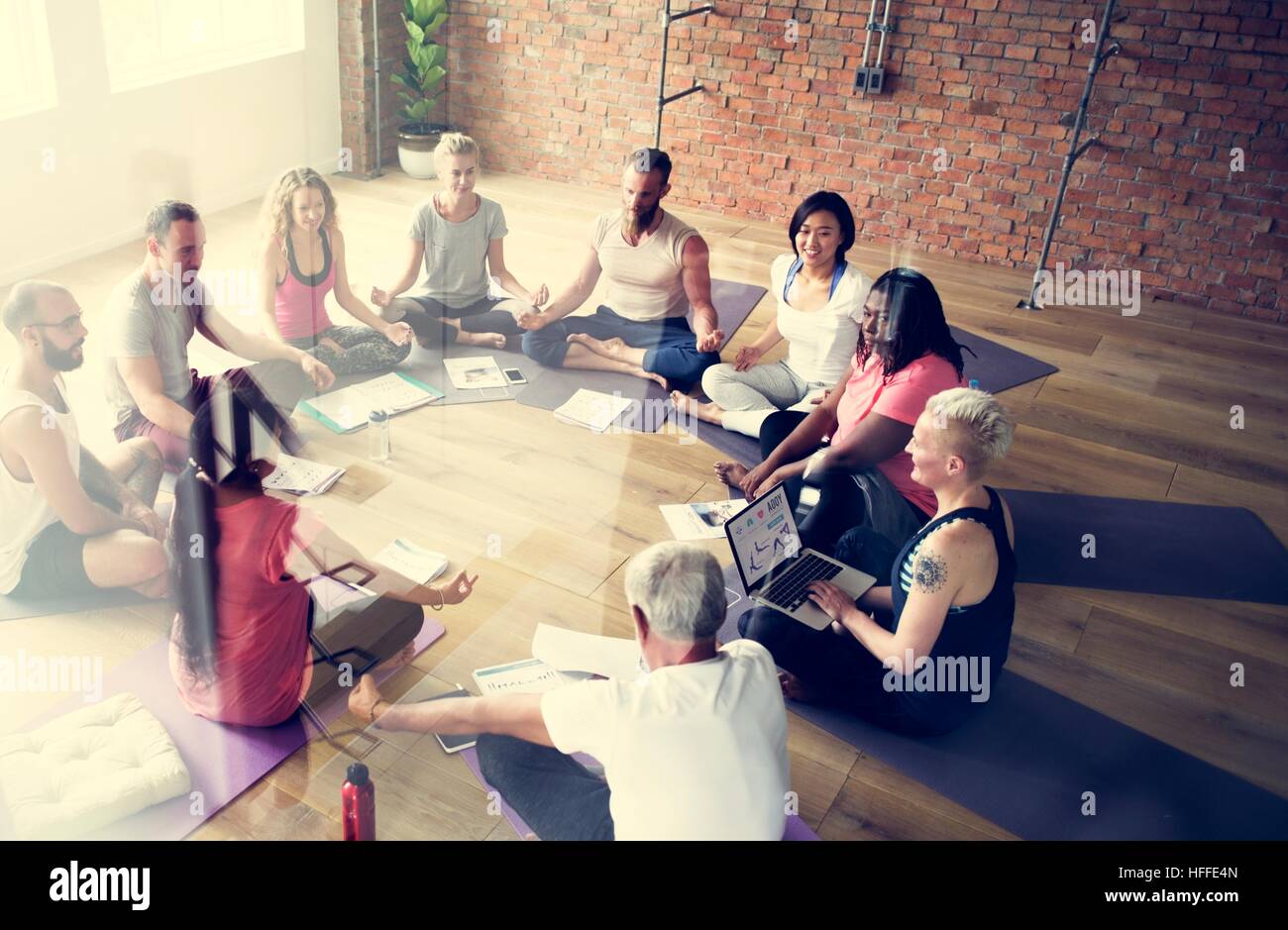 Exercise International Group Relaxation Fitness Concept Stock Photo - Alamy