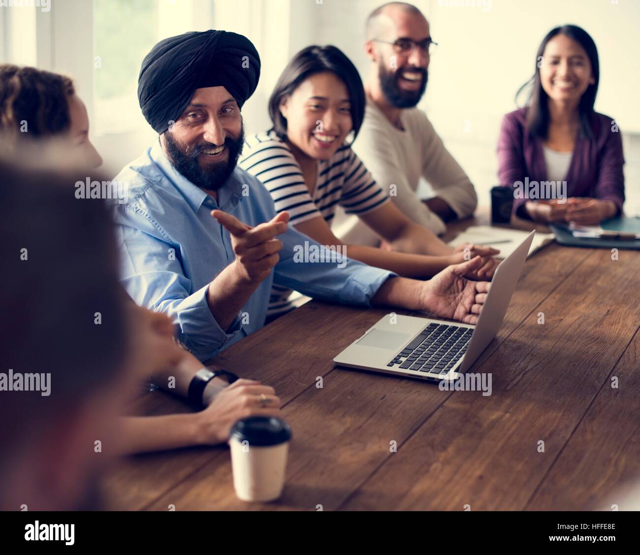 Meeting Table Networking Sharing Concept Stock Photo - Alamy