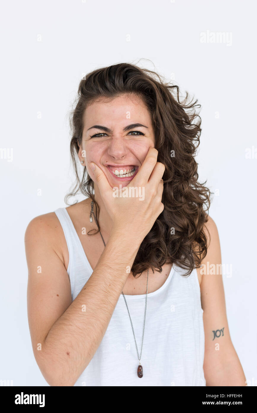 Woman Smiling Happiness Portrait Concept Stock Photo - Alamy