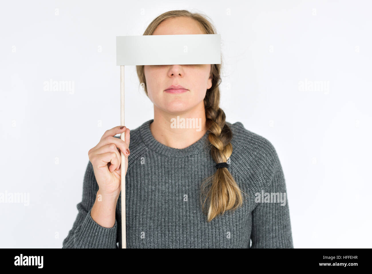 Woman Cover Eyes Forbidden RIghts Cocncept Stock Photo - Alamy