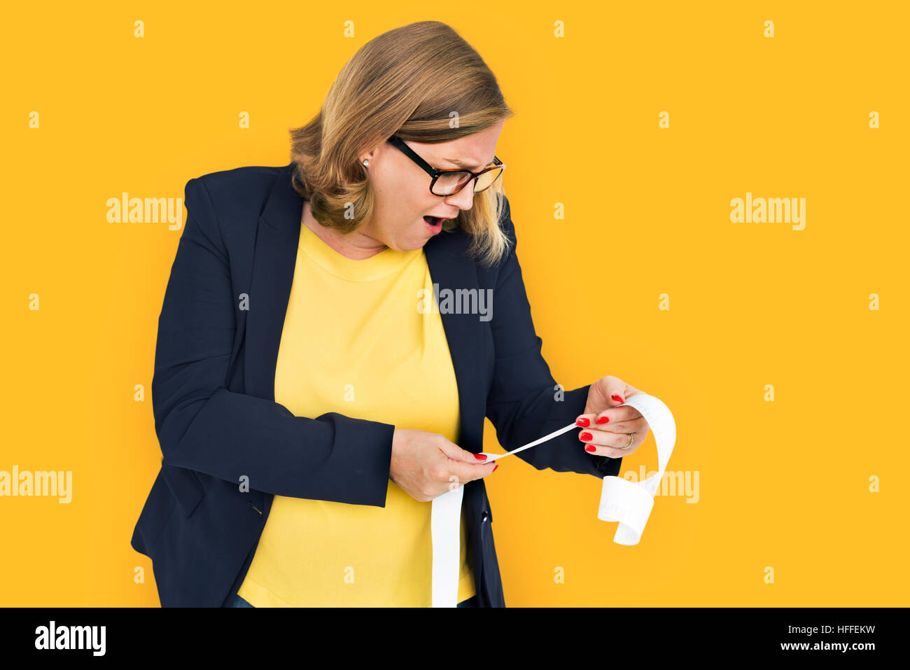 Businesswoman Surprise Stun Shock Payment Bill Concept Stock Photo - Alamy