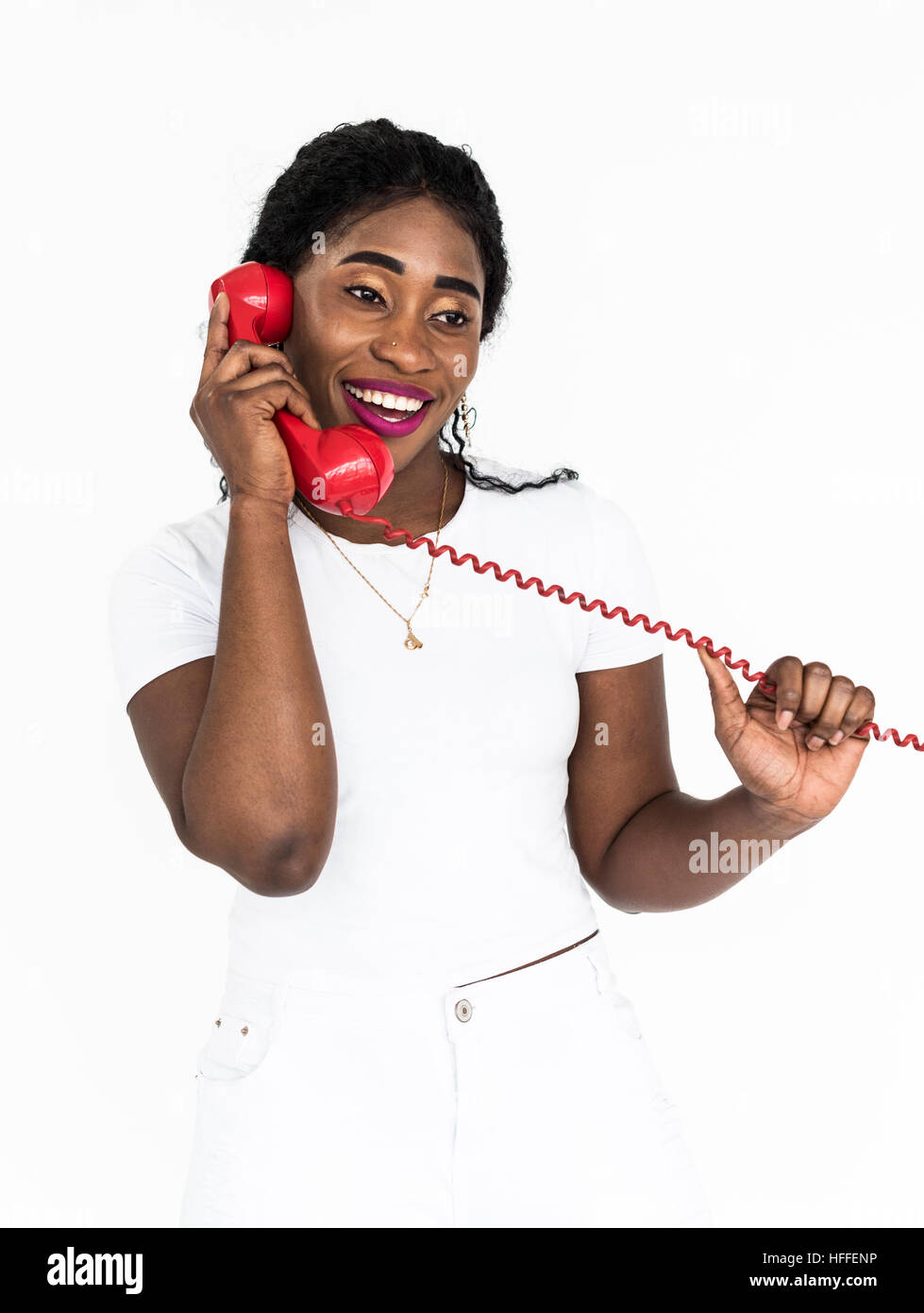 African descent female calling hi-res stock photography and images - Alamy