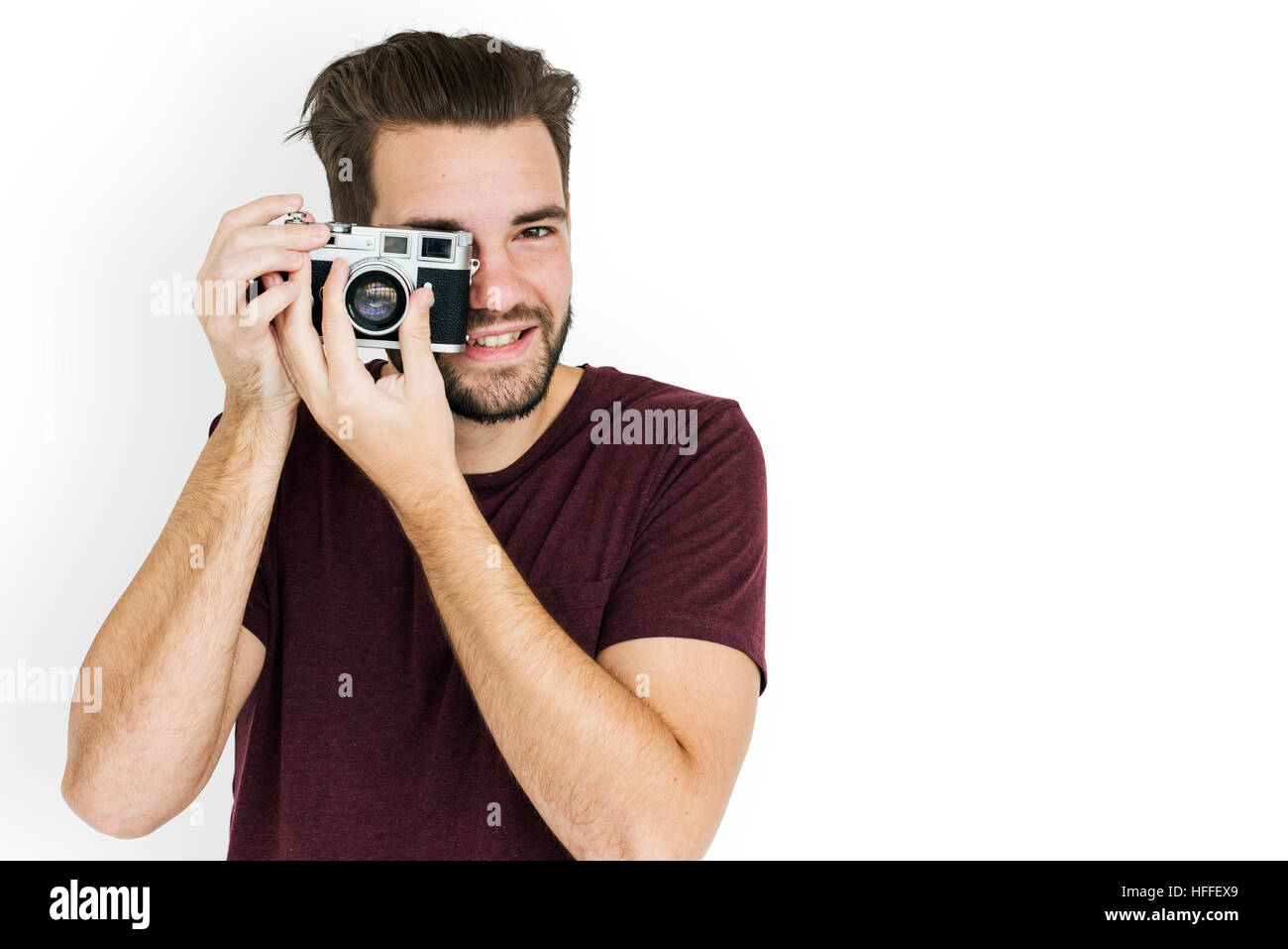Man Smiling Happiness Camera Photography Portrait Concept Stock Photo ...