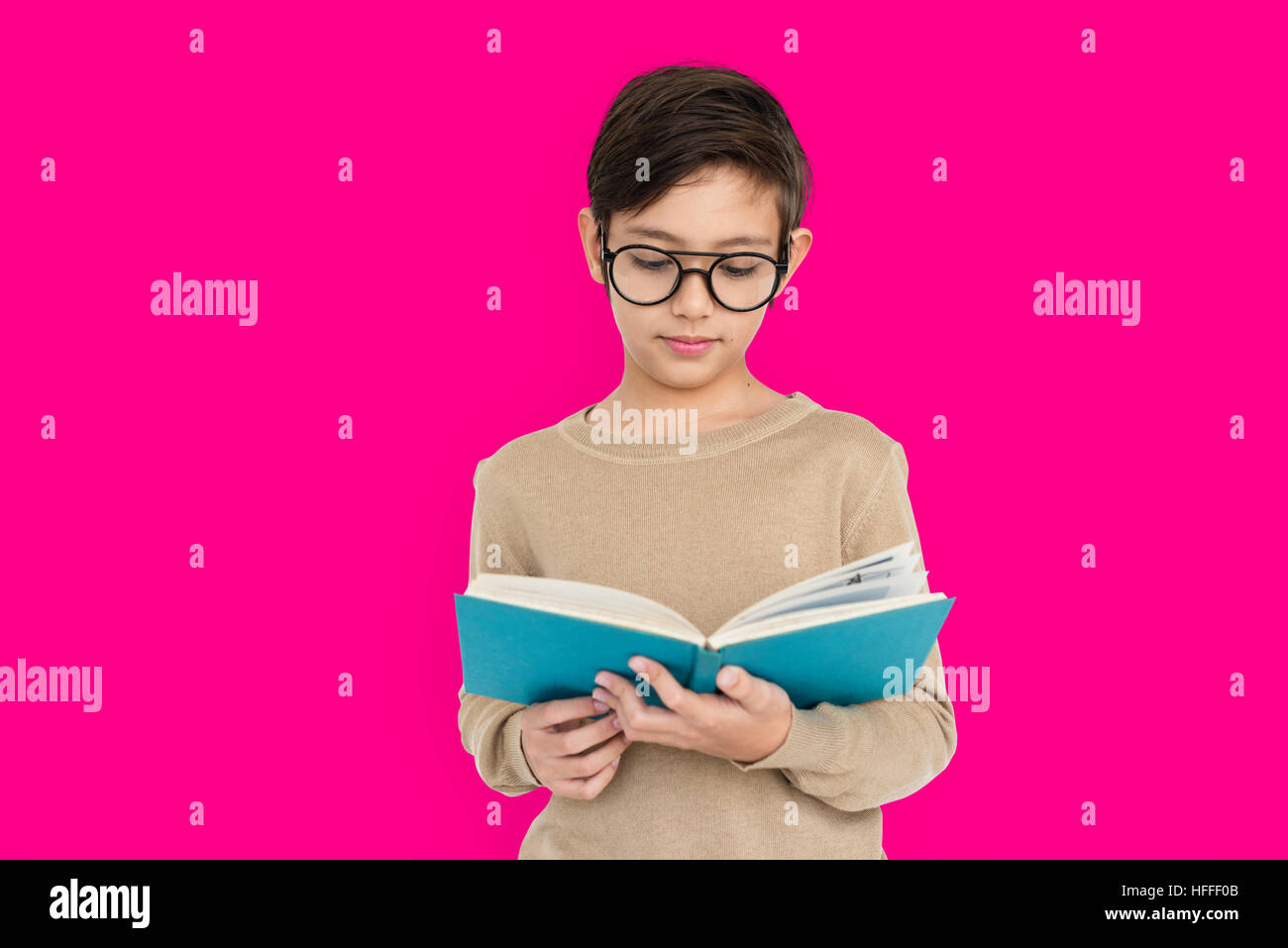 Little Boy Kid Adorable Cute Book Education Portrait Concept Stock ...